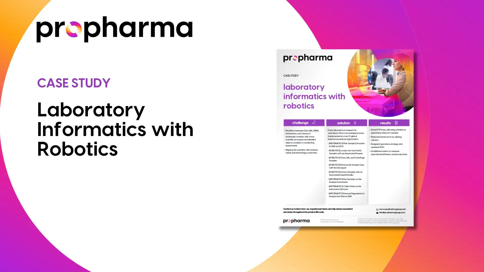 Laboratory Informatics with Robotics - ProPharma
